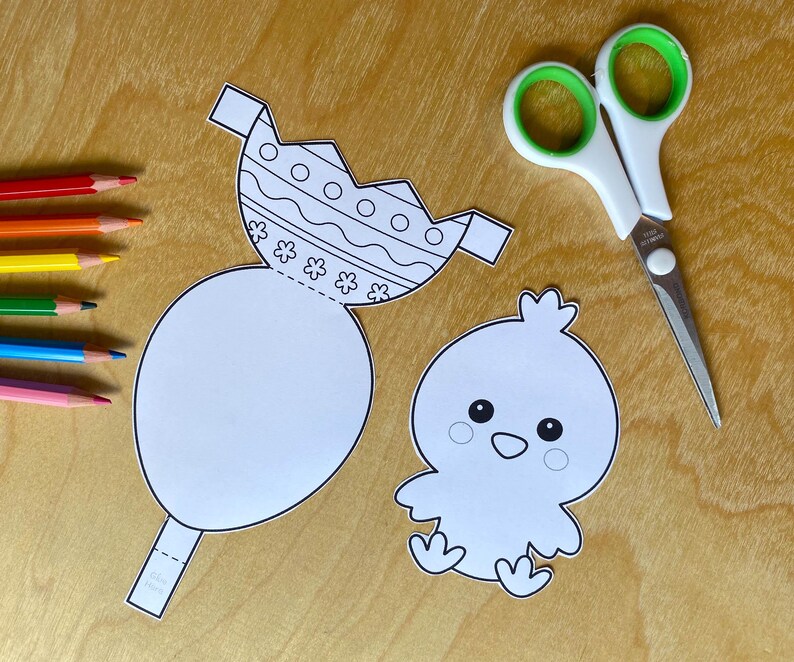 Easter Egg Craft! Cut and Paste Printable, Kids Coloring Activity ...