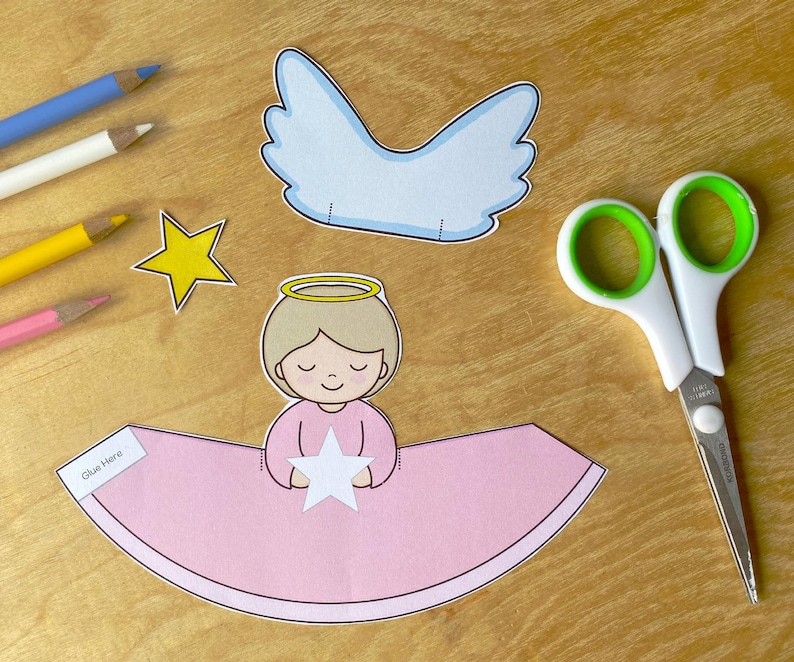 Angel Printable! Cut and Paste Kids Craft, Coloring Fun, Paper ...