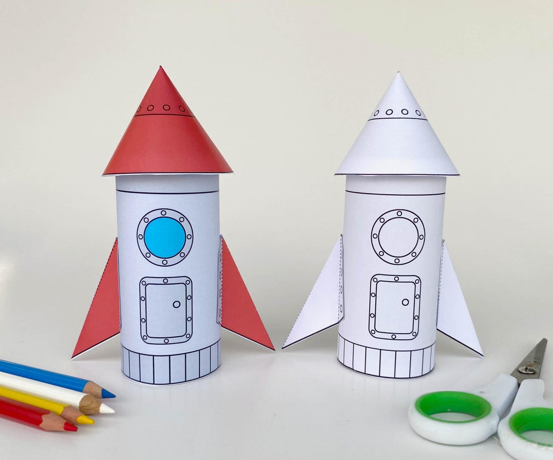 Rocket Ship Printable Craft Cut and Paste Activity for Kids Space Theme ...