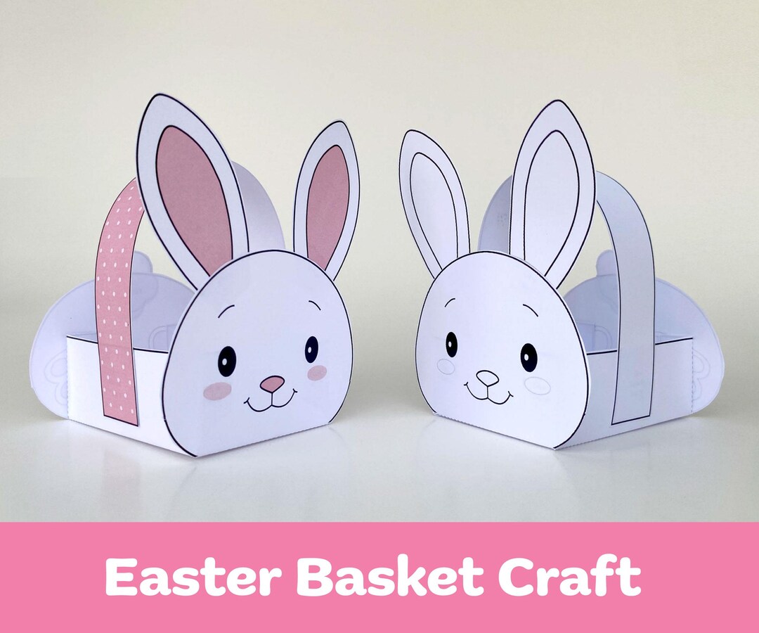 Easter Bunny Basket! Kids Craft, Cut and Paste Printable, Fun and Easy ...