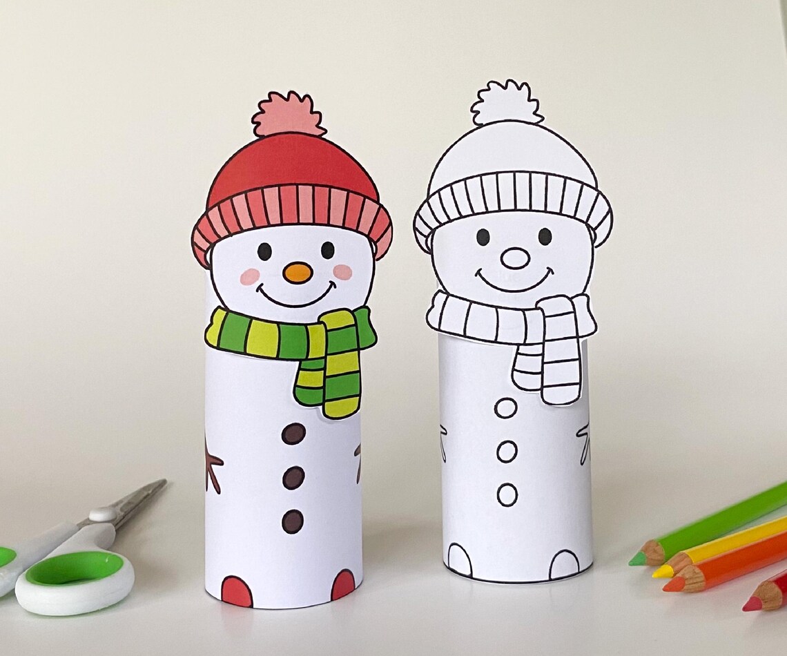 Snowman Cut and Paste Printable! Winter Craft, Kids Activity, Coloring ...