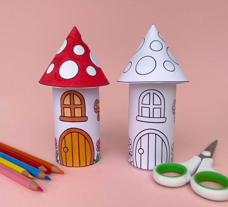 Fairy House Craft! - Cut and Paste Activity for Kids - Toadstool House ...