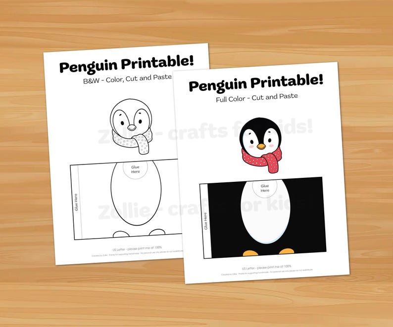 Penguin Printable! Cut and Paste Winter Craft, Kids Activity, Coloring ...