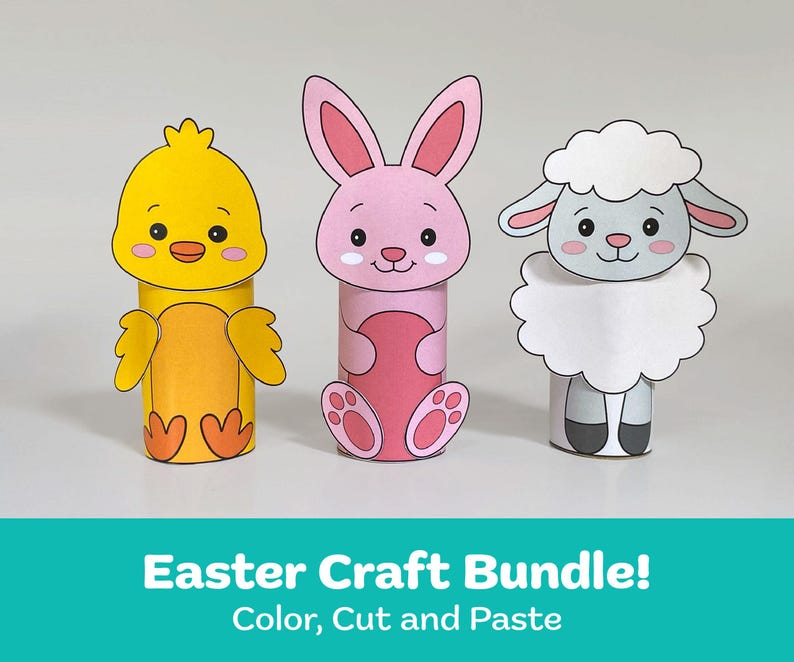 Easter Bunny Craft Bundle: Cut & Paste DIY Decorations (digital ...