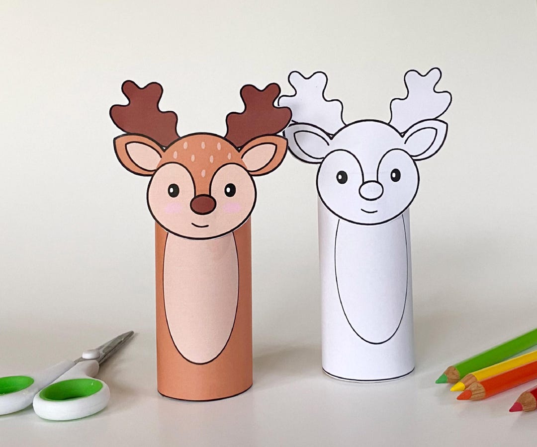 Reindeer Cut and Paste Printable Craft Christmas Kids Activity Coloring ...