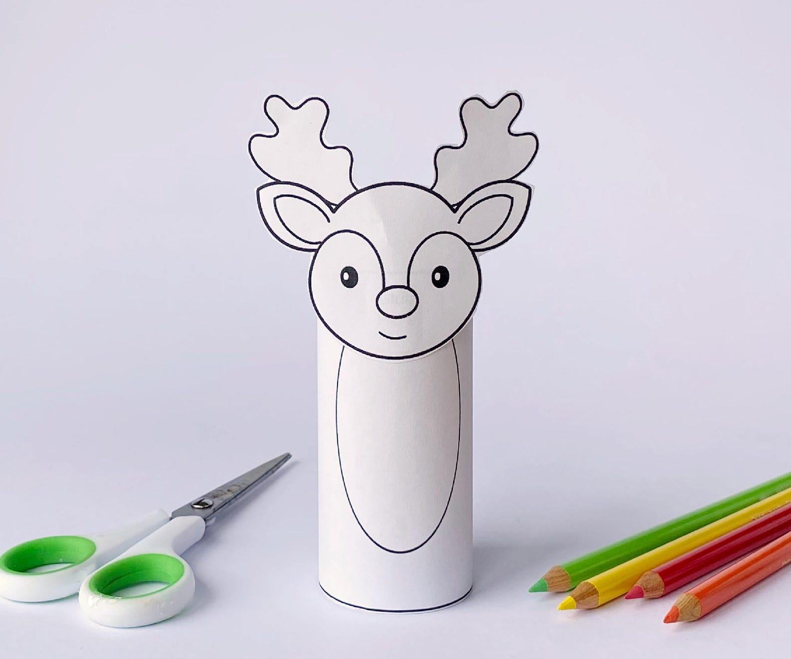 Reindeer Cut and Paste Printable Craft Christmas Kids Activity Coloring ...