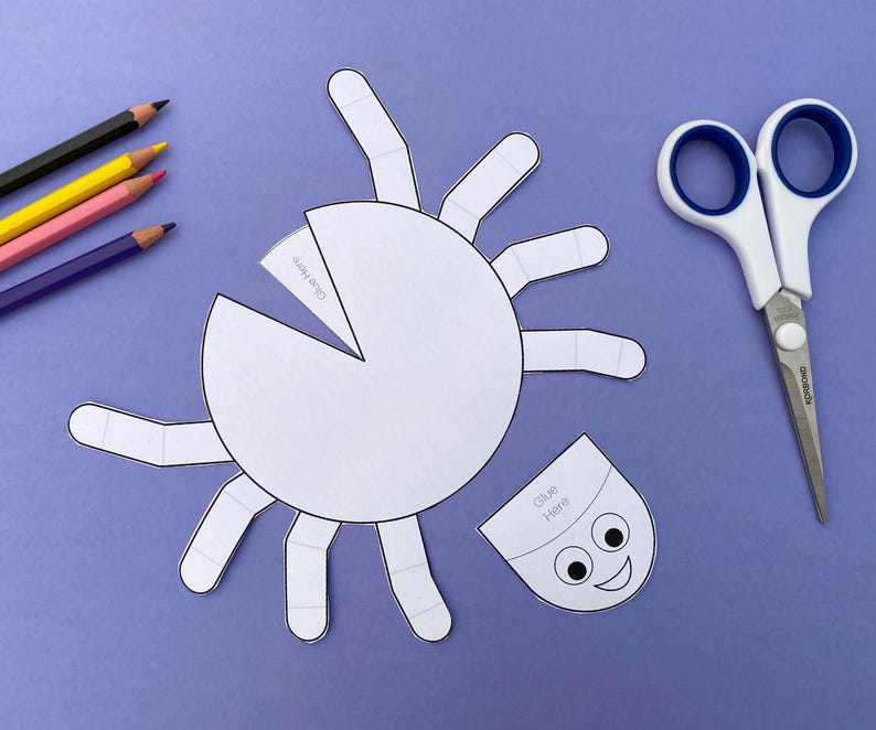 Spider Craft Printable: Cut, Paste, Color Activity (digital Download ...