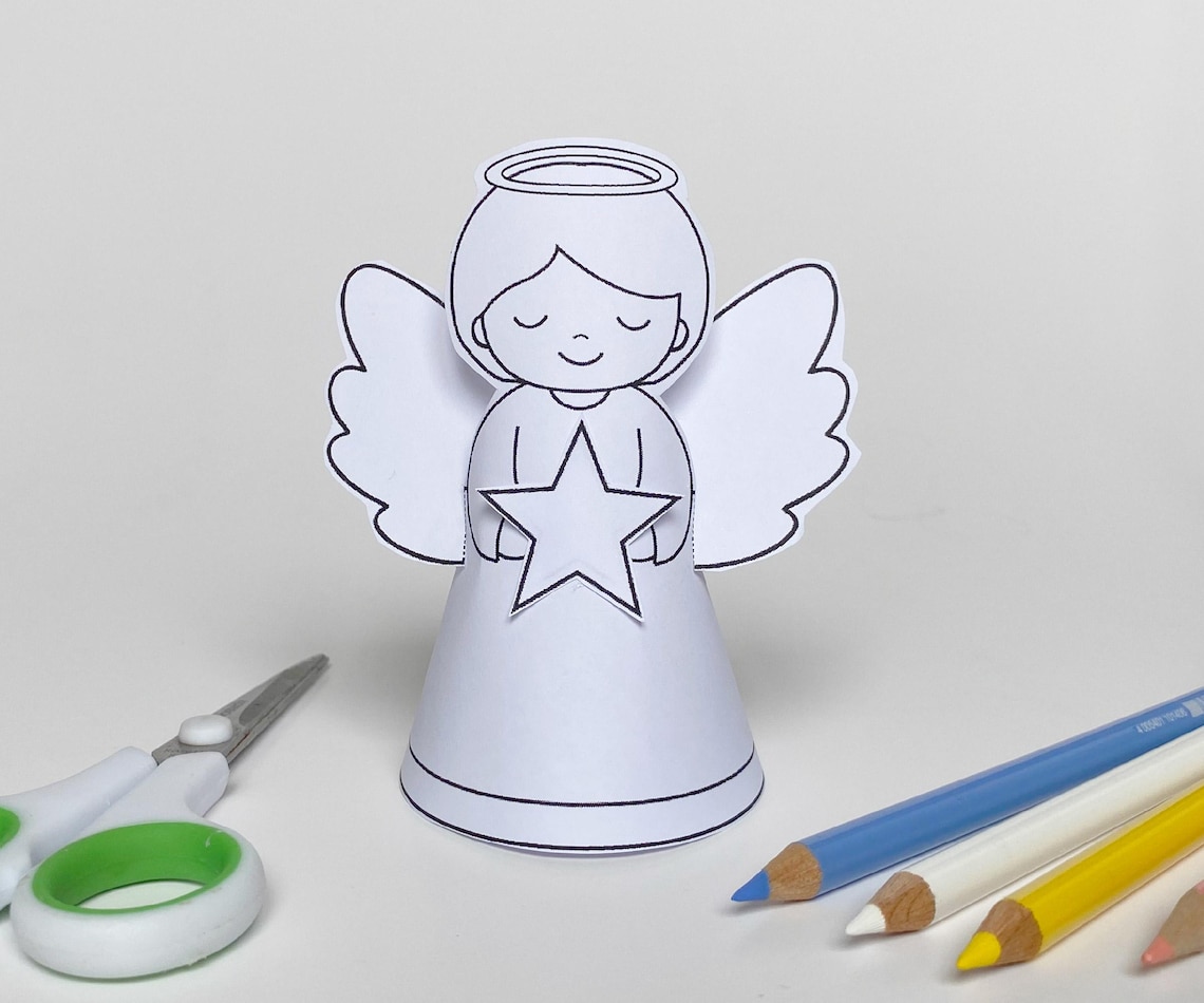 Angel Printable! Cut and Paste Kids Craft, Coloring Fun, Paper ...
