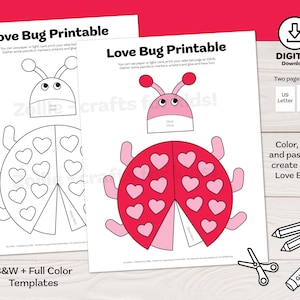 Ladybug Craft for Kids: Cut & Paste Coloring Activity (digital Download ...