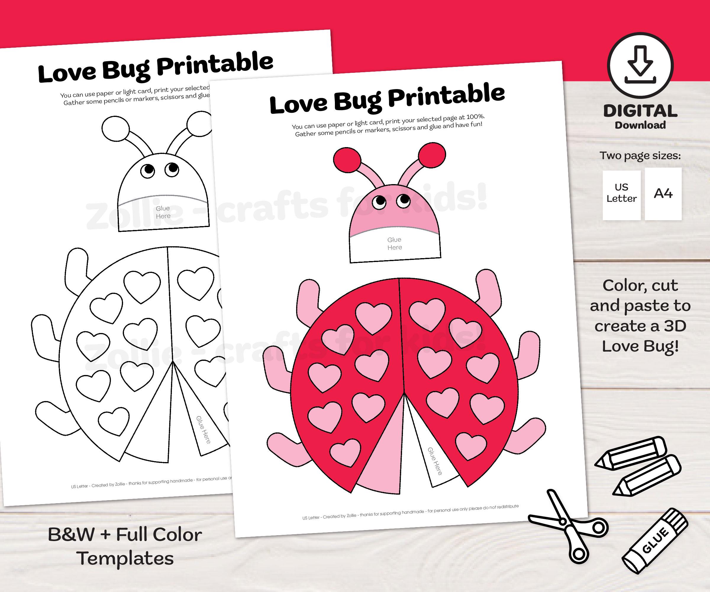 Ladybug Craft for Kids: Cut & Paste Coloring Activity (digital Download ...