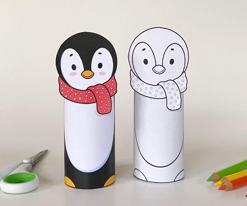 Penguin Printable! Cut and Paste Winter Craft, Kids Activity, Coloring ...