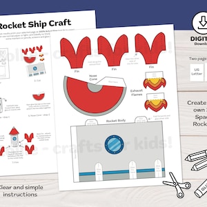 Rocket Ship Craft! - Cut and Paste Activity for Kids - 3D Space Theme ...