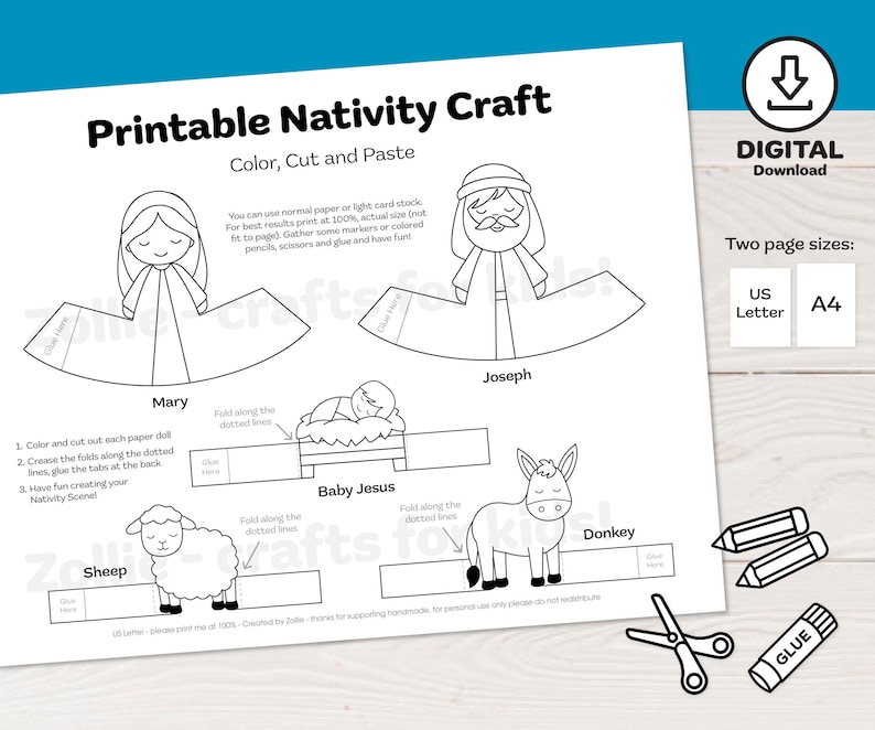 Simple Nativity Scene! Christmas Craft Fun - Instant Download - Etsy