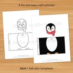 Penguin Printable Bundle Cut and Paste Xmas Kids Craft, Colouring Fun ...