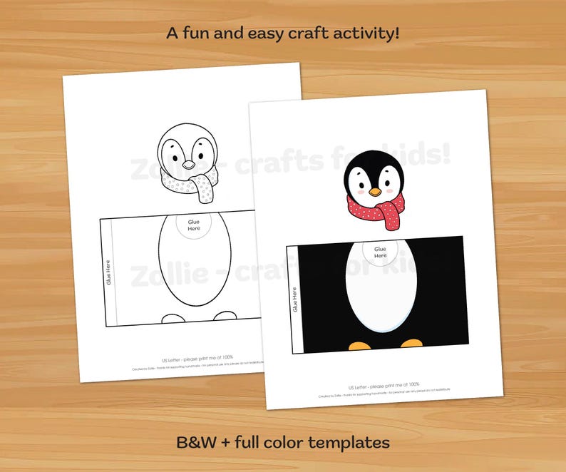 Penguin Printable Bundle Cut and Paste Xmas Kids Craft, Colouring Fun ...
