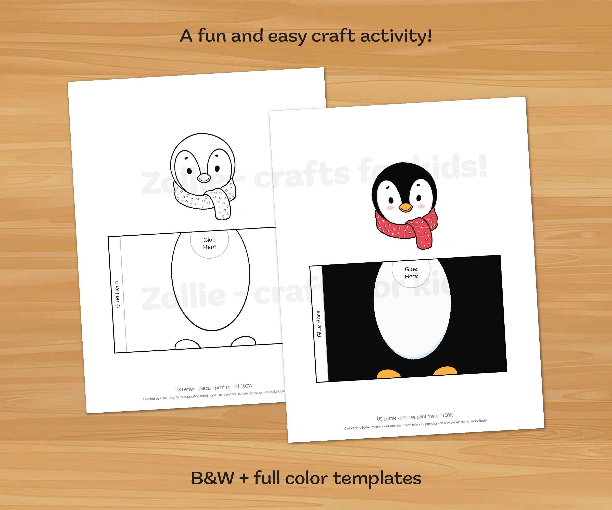 Penguin Printable Bundle Cut and Paste Xmas Kids Craft, Colouring Fun ...