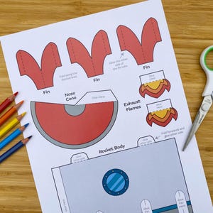 Rocket Ship Craft! - Cut and Paste Activity for Kids - 3D Space Theme ...