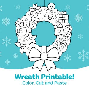 Printable Wreath! Fun and Easy, Cut & Paste Xmas Decoration, Christmas ...
