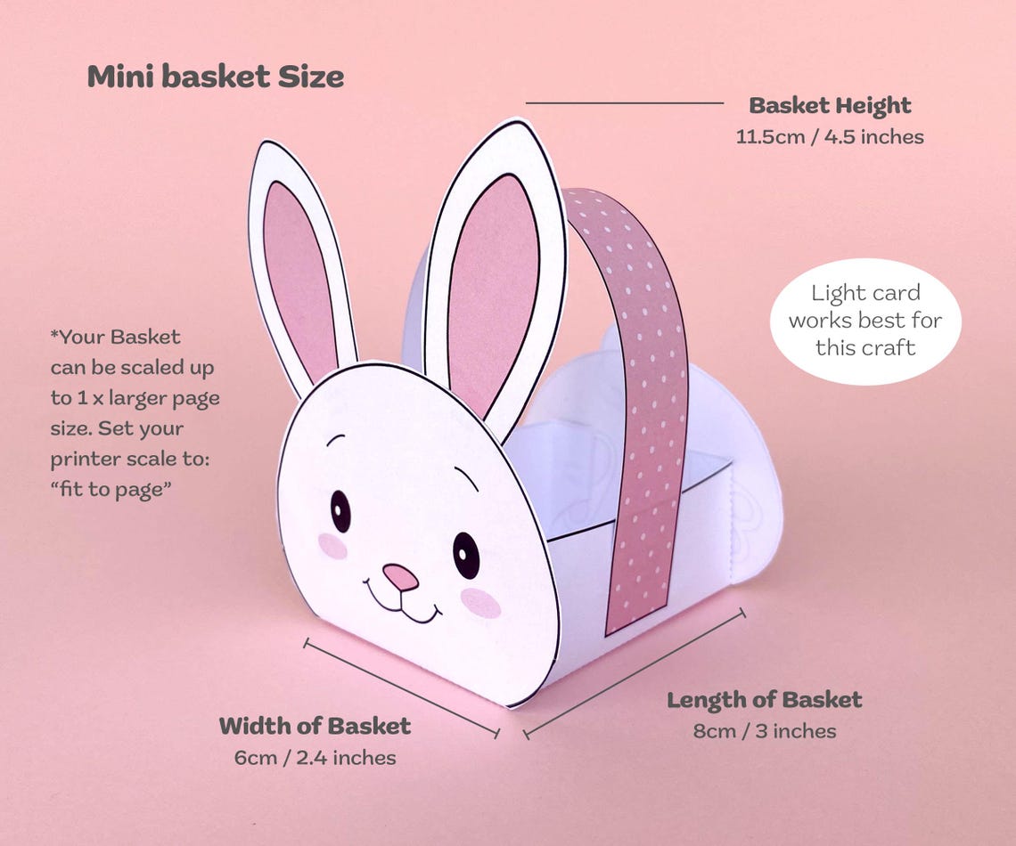 Easter Bunny Basket! Kids Craft, Cut and Paste Printable, Fun and Easy ...