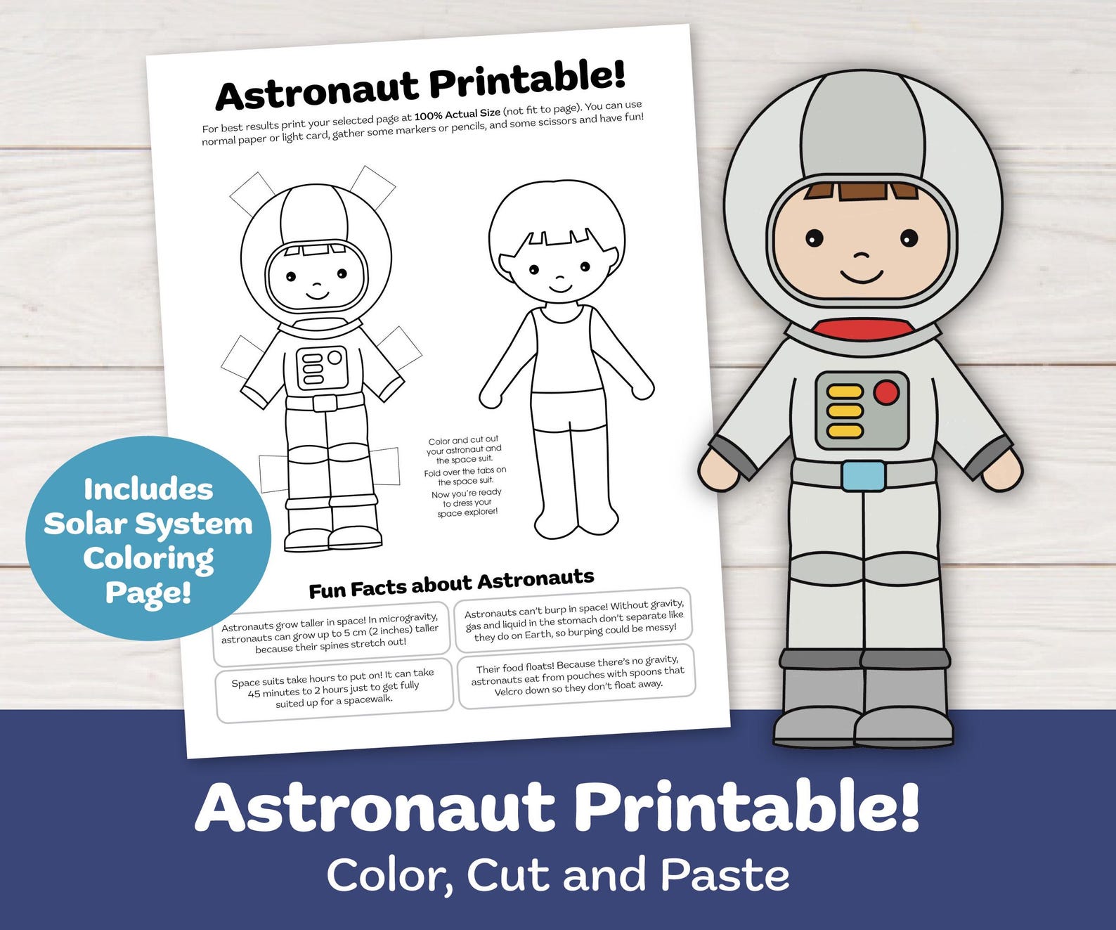 Astronaut Paper Craft: Cut, Paste & Color - STEM Activity (PDF ...