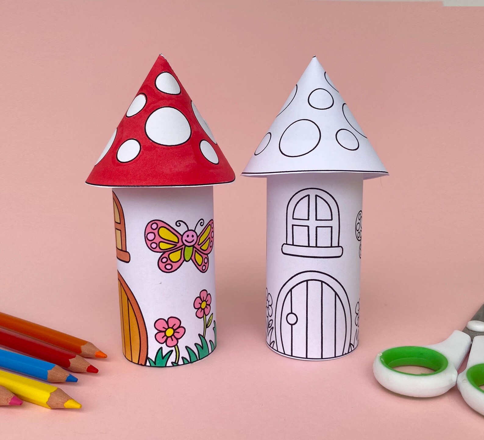Fairy House Craft! - Cut and Paste Activity for Kids - Toadstool House ...