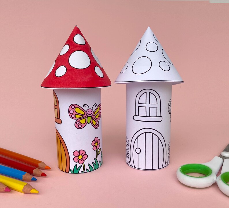 Fairy House Craft! - Cut and Paste Activity for Kids - Toadstool House ...