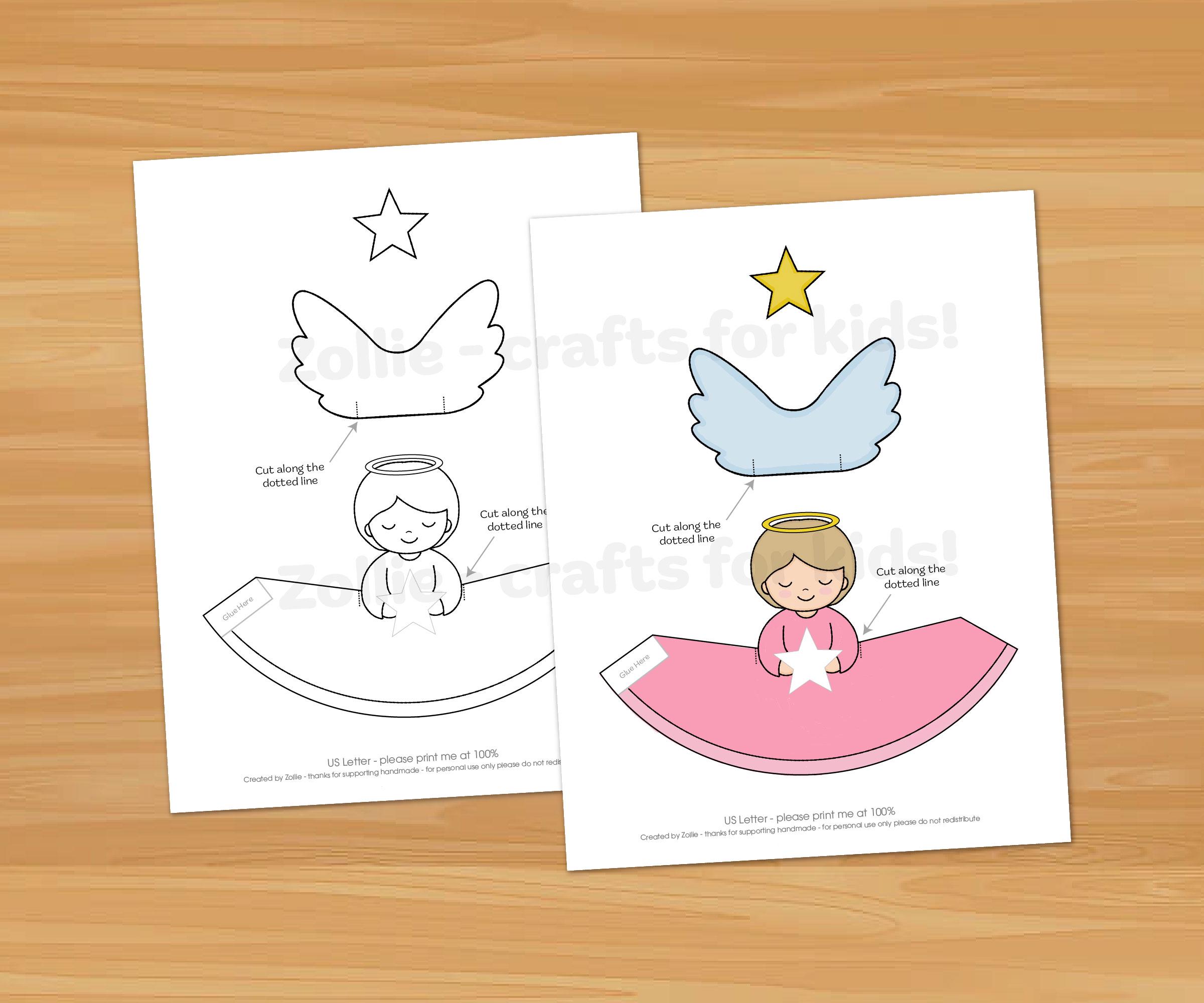 Angel Printable! Cut and Paste Kids Craft, Coloring Fun, Paper ...
