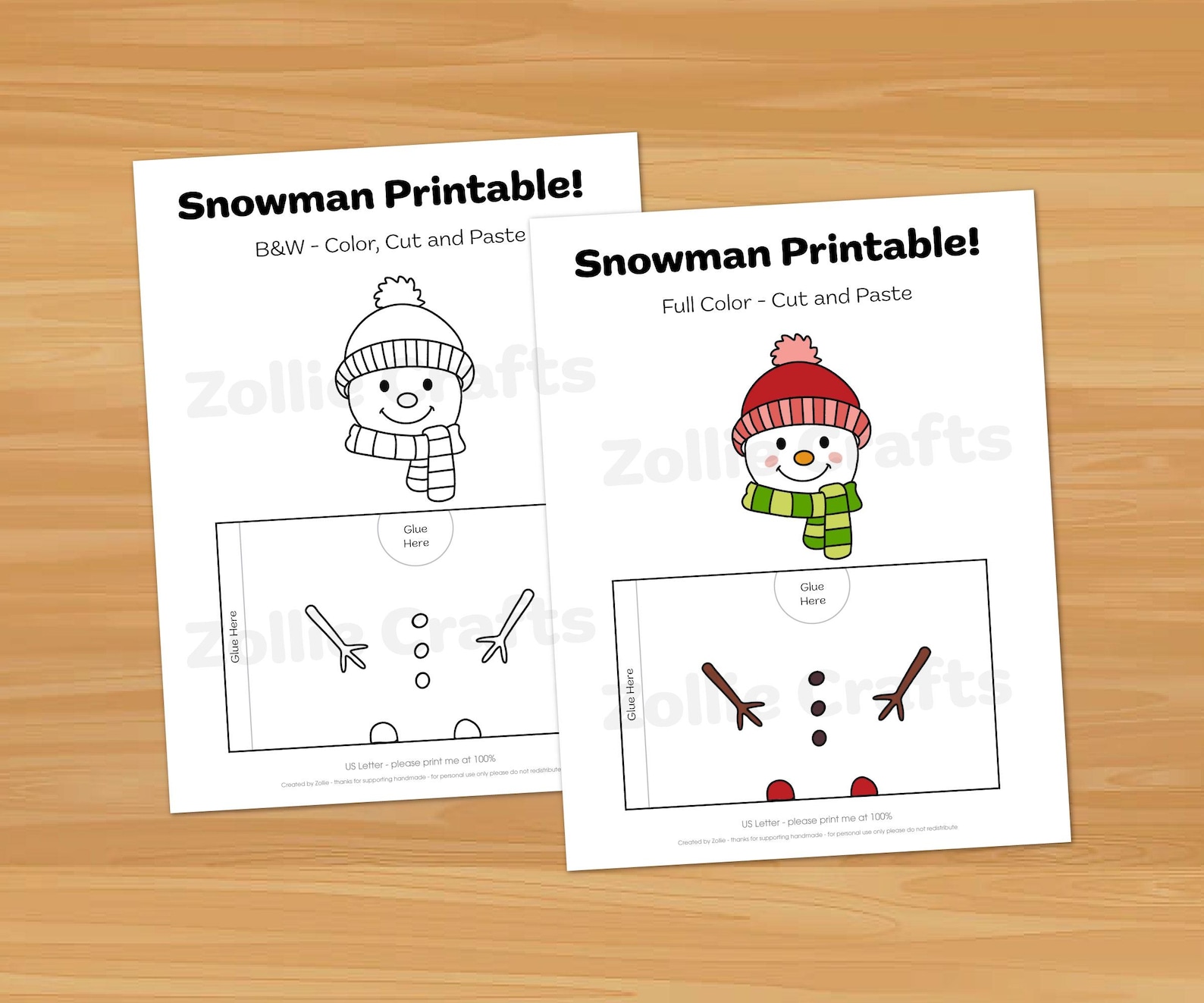 Snowman Cut and Paste Printable! Winter Craft, Kids Activity, Coloring ...