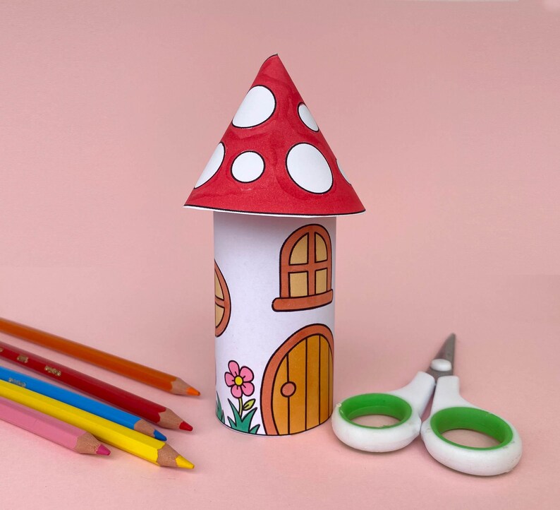 Fairy House Craft! - Cut and Paste Activity for Kids - Toadstool House ...