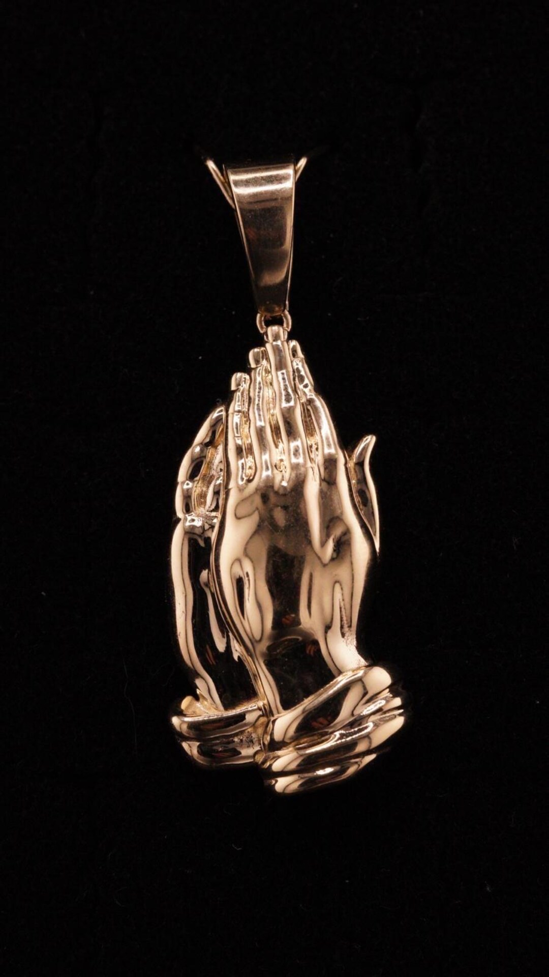 10KT Solid Yellow Gold Praying Hands Pendant With 10mm Bail - Etsy