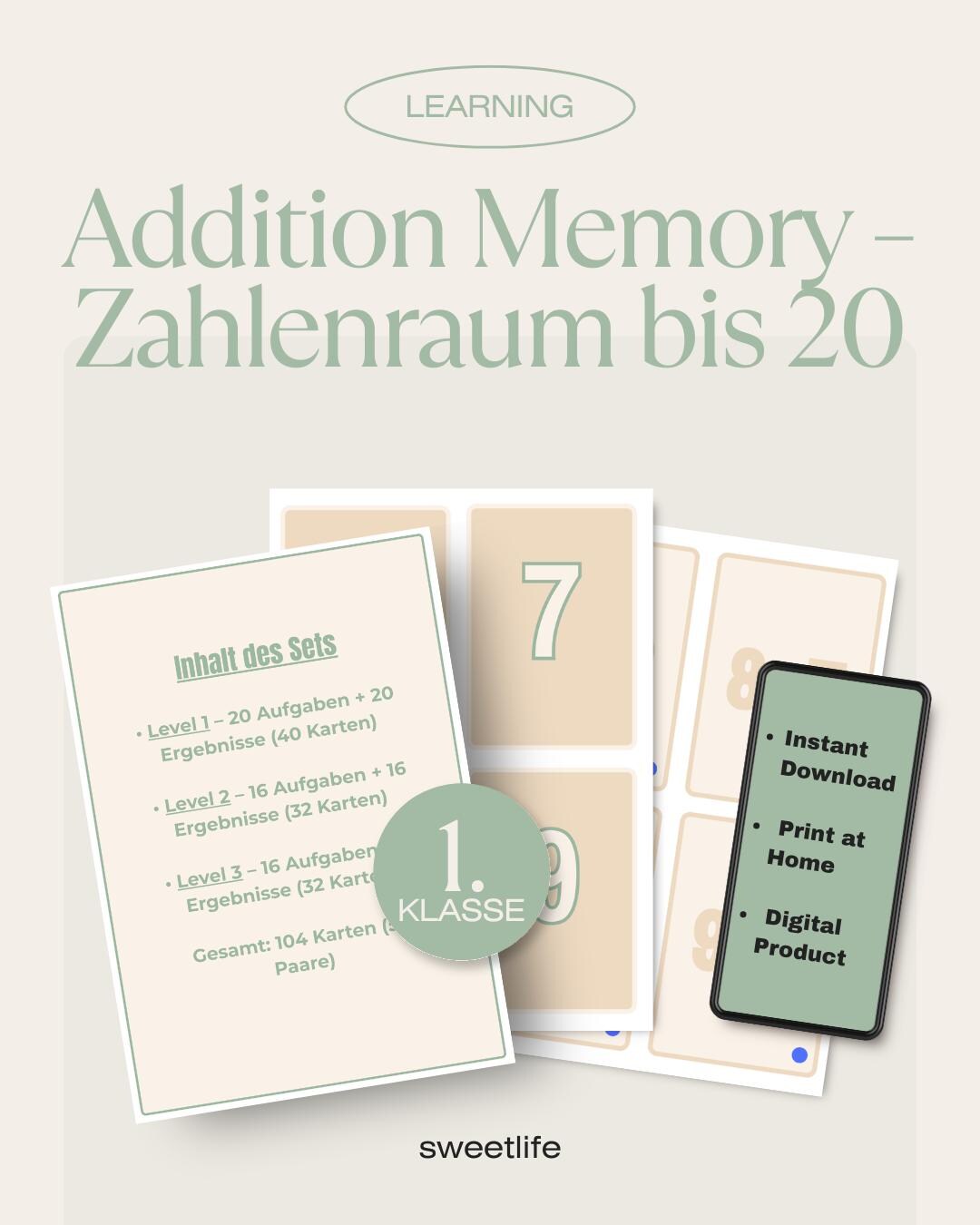 Addition Memory Game Printable | Math up to 20 | 1st Grade Math ...