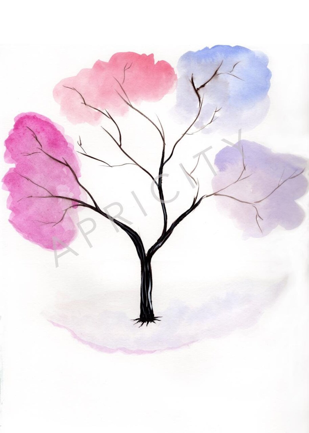 Spring Tree Watercolor Art Print | Home Decor, Wall Hanging | Colorful ...