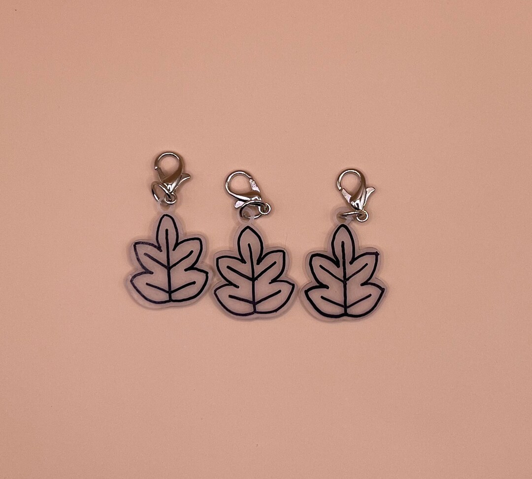 Set of Hand Drawn Fall Leaf Stitch Markers: Set of 3 Progress Keepers ...