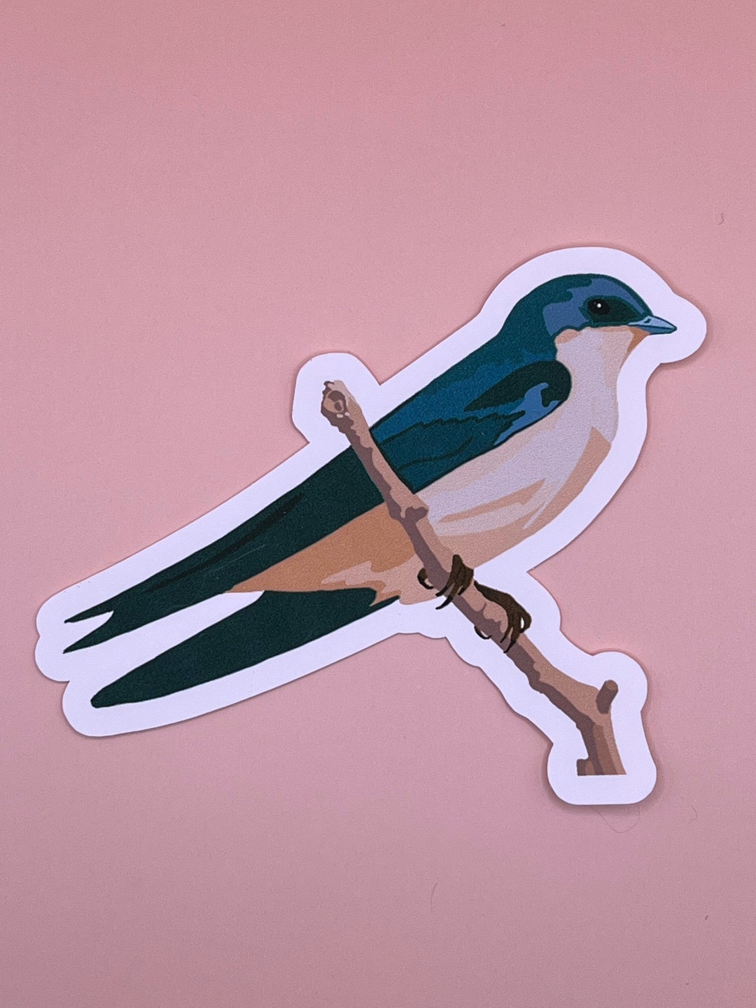Tree Swallow Sticker vinyl, Weatherproof, Blue/green Hand Drawn Decal ...