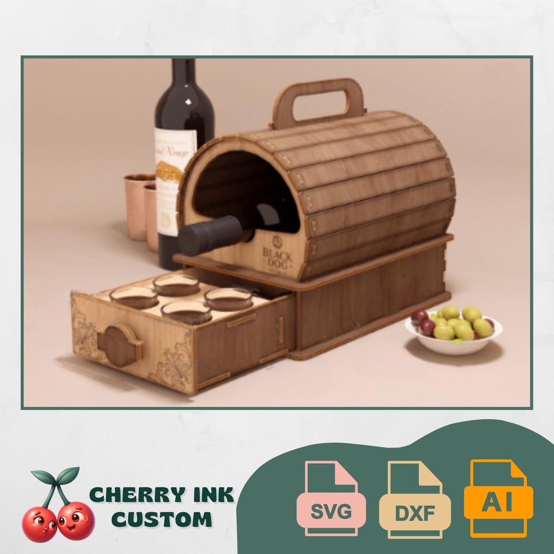 Bar Barrel Wine Liquor Holder Laser Cut Design | Gift for Wine Lovers ...