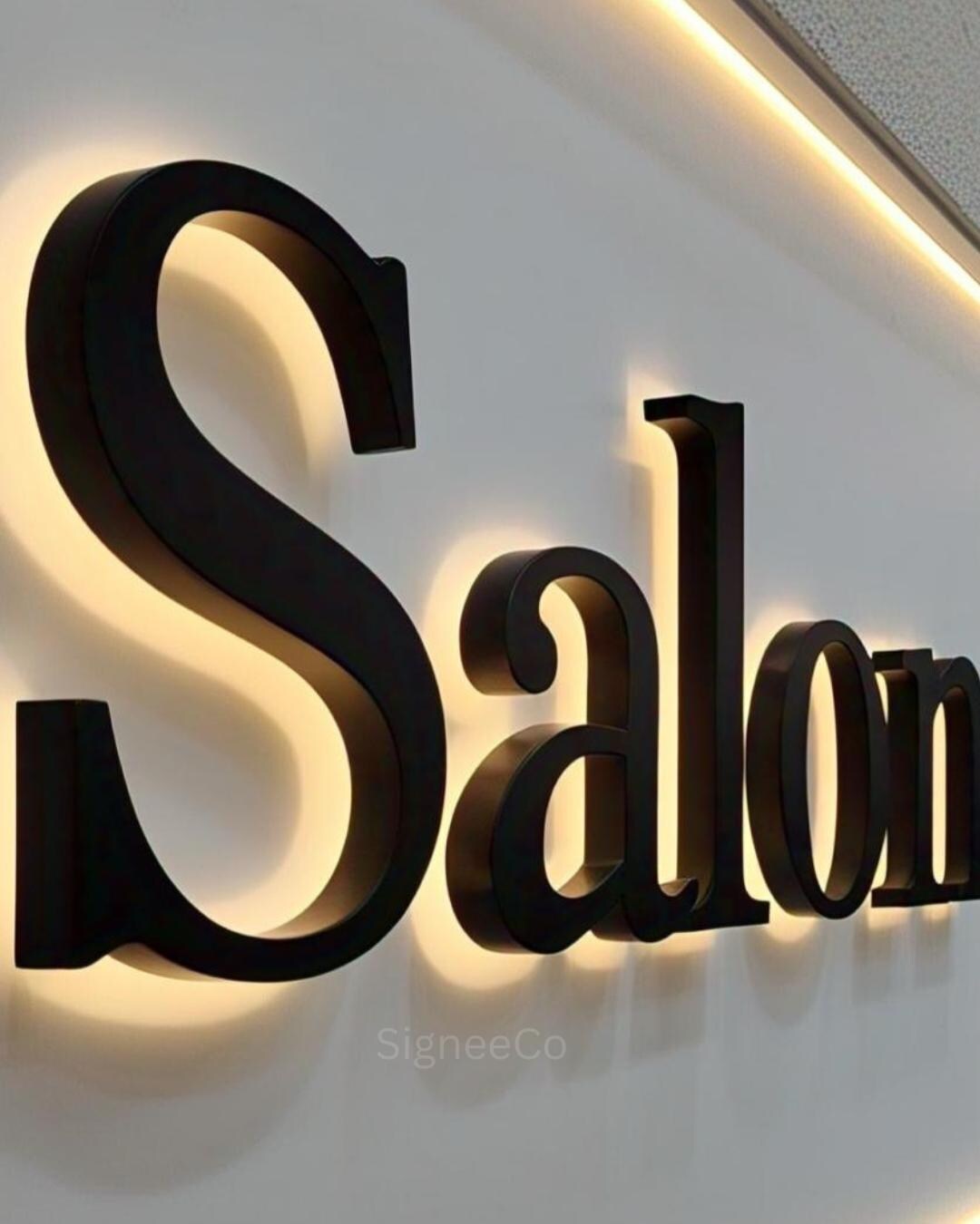 Metal Salon Sign, Salon Logo Metal Sign. Back-lit Letters, Reception ...