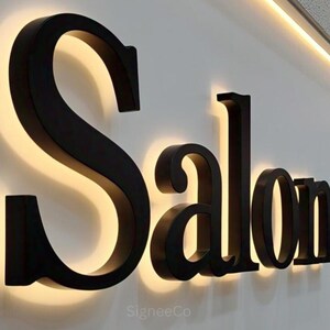 Metal Salon Sign, Salon Logo Metal Sign. Back-lit Letters, Reception ...
