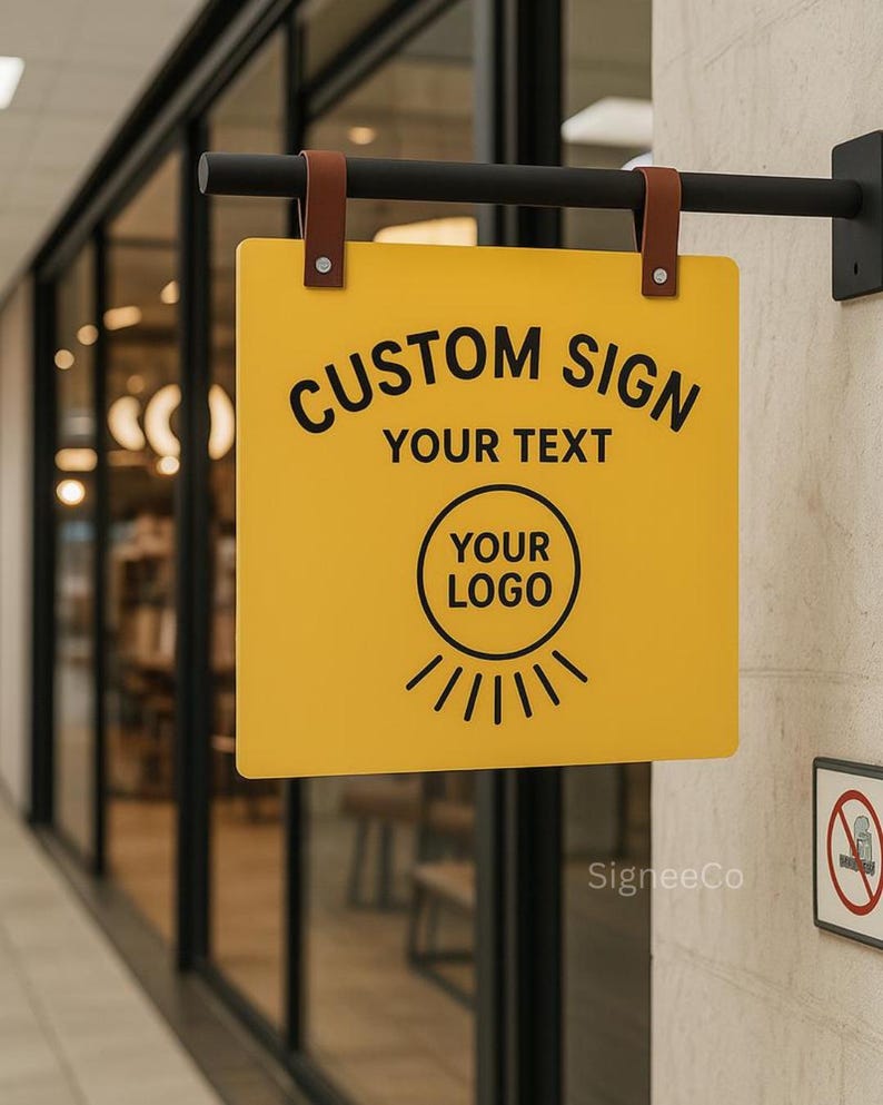 Custom Metal Blade Sign: Double-sided Hanging Storefront Logo - Etsy