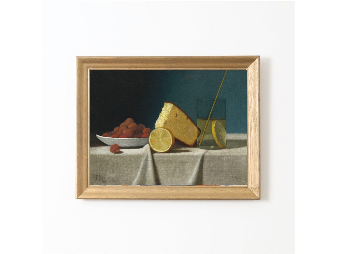 Still Life With Cheese and Fruit, Neutral Still Life Wall Art, Print at ...