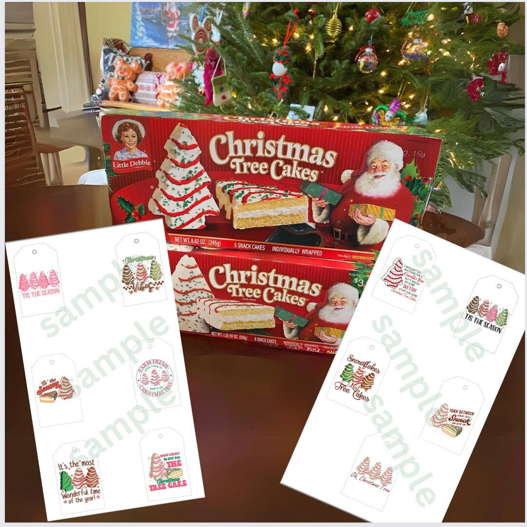 Christmas Tree Cake Christmas Holiday Printable Gift Tags - Etsy