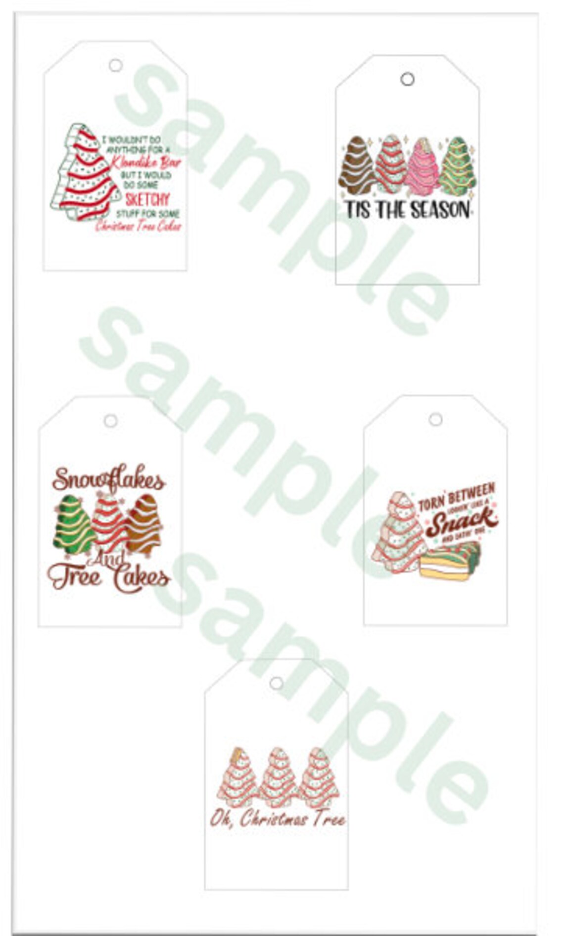 Christmas Tree Cake Christmas Holiday Printable Gift Tags - Etsy