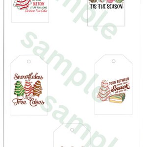 Christmas Tree Cake Christmas Holiday Printable Gift Tags - Etsy
