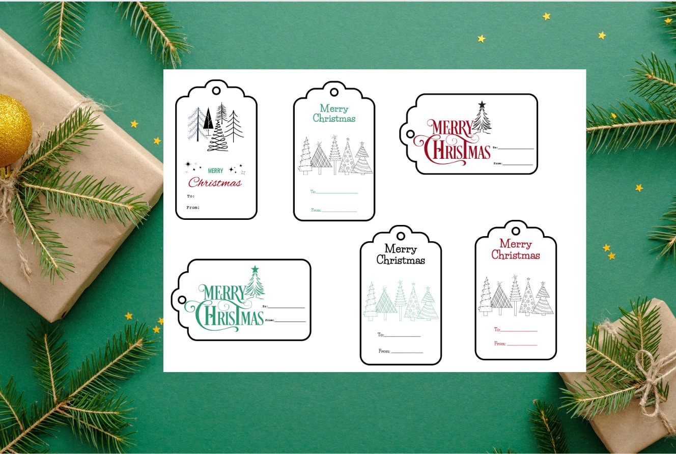 Christmas Trees Gift Tags Printable - Etsy