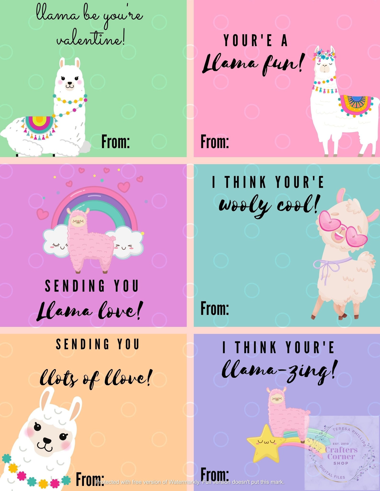 Llama Kids Valentines Printable Valentines | Etsy