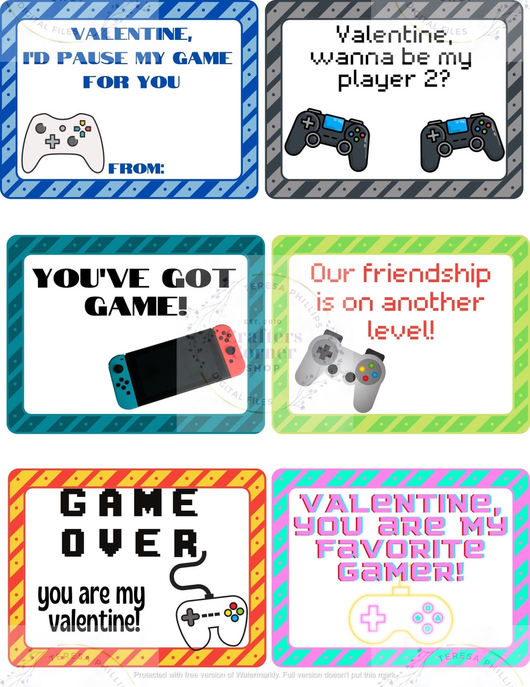 Gamer Printable Valentines, Gaming Valentines, Video Game Valentines ...