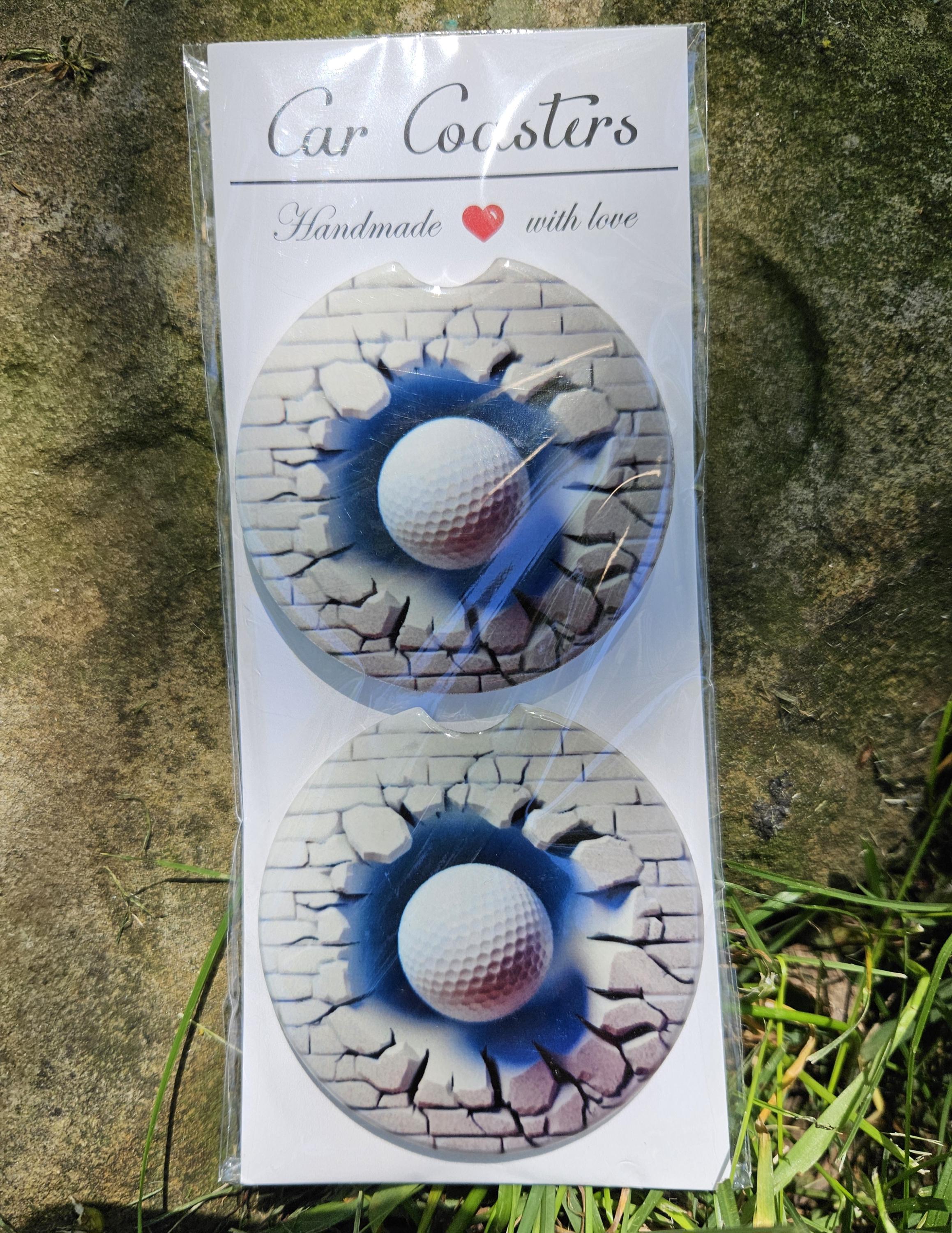 Ceramic Car Coasters, Golf Ball Car Coasters, Cup Holder Coaster, Car ...