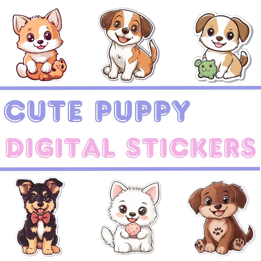 Cute Puppy Digital Stickers for Digital Planner, Goodnotes, Notability ...