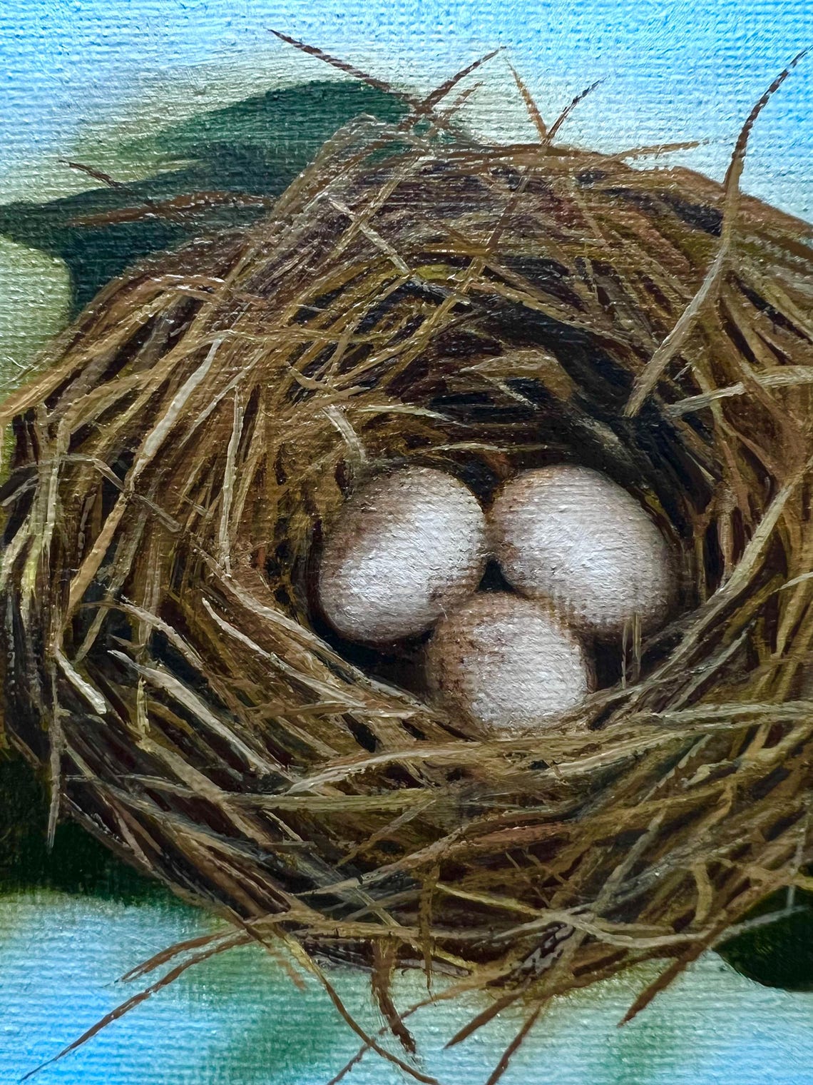 Bird’s Nest Original Oil Painting Nature-inspired Wall Art Eggs in Nest ...