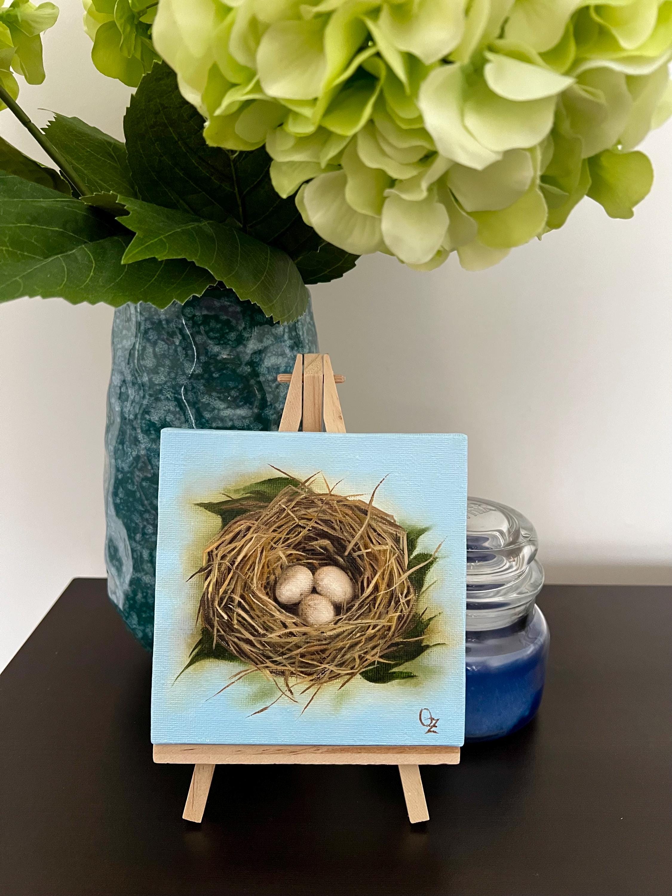 Bird’s Nest Original Oil Painting Nature-inspired Wall Art Eggs in Nest ...