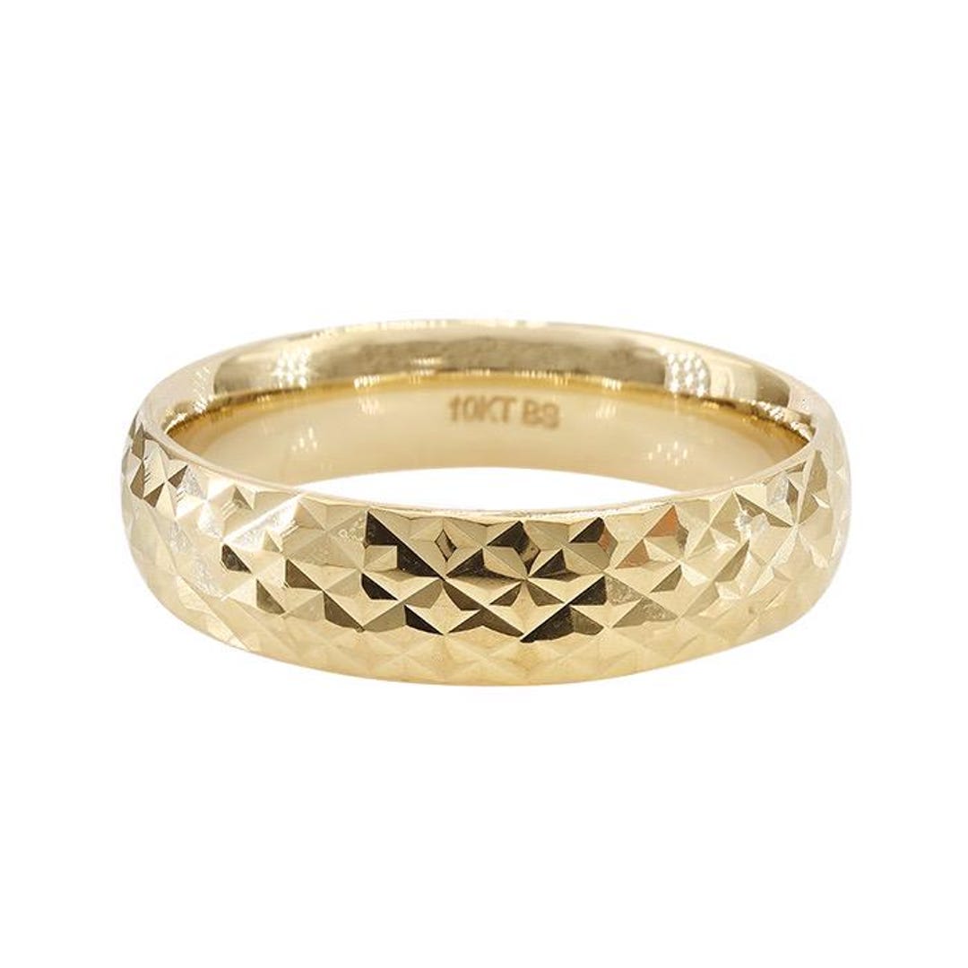 10k Gold Diamond Cut Wedding Band Ring 2.5mm 4mm 5mm 10kt Real Gold ...